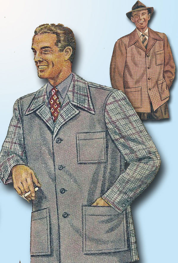 1940s Vintage Mens Sports Coat Uncut 1944 McCall Sewing Pattern 5628 S ...