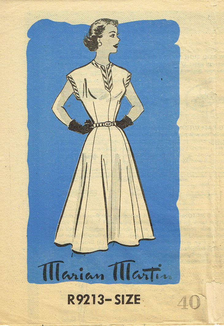 1950s Original Vintage Marian Martin Pattern 9213 Plus Size Dress 40 B ...