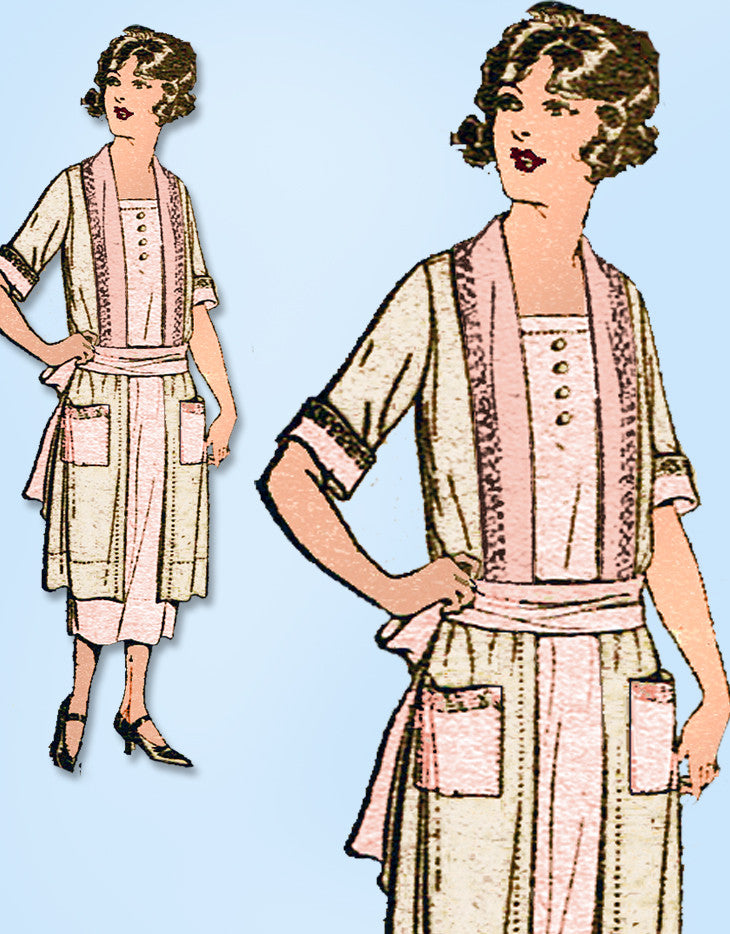1910s Vintage Pictorial Review Sewing Pattern 1159 Misses Long Waist D ...