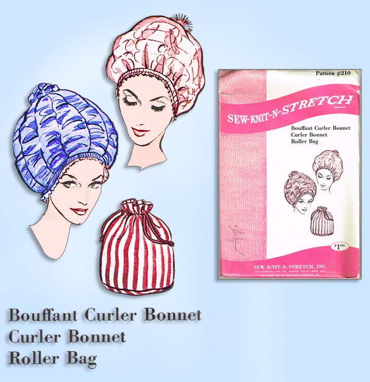 Sew Knit 210: 1960s Uncut Womens Bouffant Curler Bonnet Vintage Sewing ...
