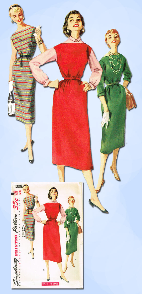 1950s Vintage Simplicity Sewing Pattern 1008 FF Easy Misses Chemise Dr ...