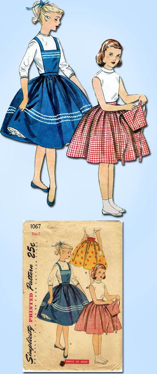 1950s Vintage Simplicity Sewing Pattern 1067 Uncut Simple Girls Skirt ...