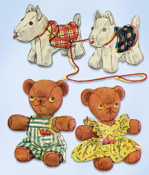 1940s Vintage Simplicity Pattern 1149 Uncut Teddy Bear Stuffed Animal ...