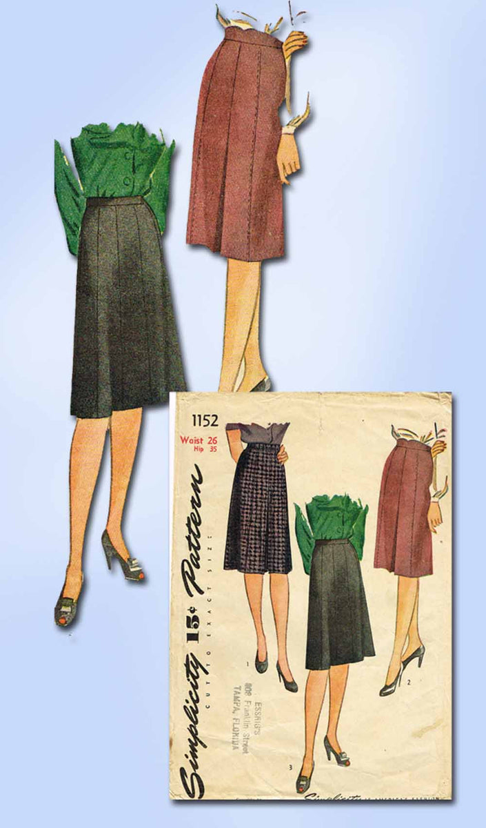 1940s Vintage Simplicity Sewing Pattern 1152 Uncut Misses WWII Skirt S ...