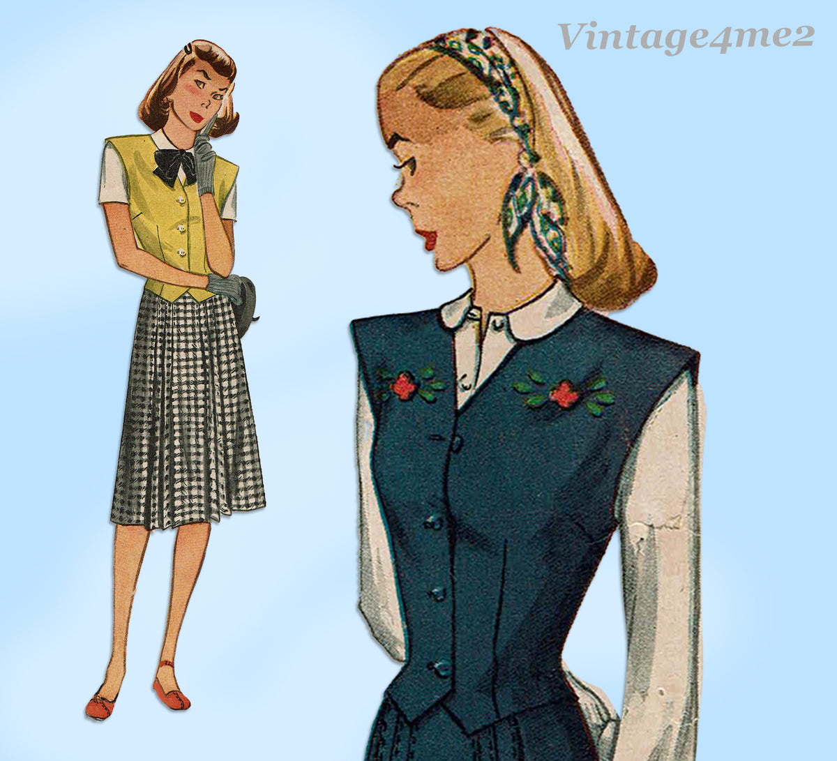 Simplicity 1434: 1940s Misses WWII Weskit Skirt & Blouse 30B Vintage S ...