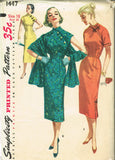 1950s Original Vintage Simplicity Pattern 1447 Misses Cheongsam Dress ...