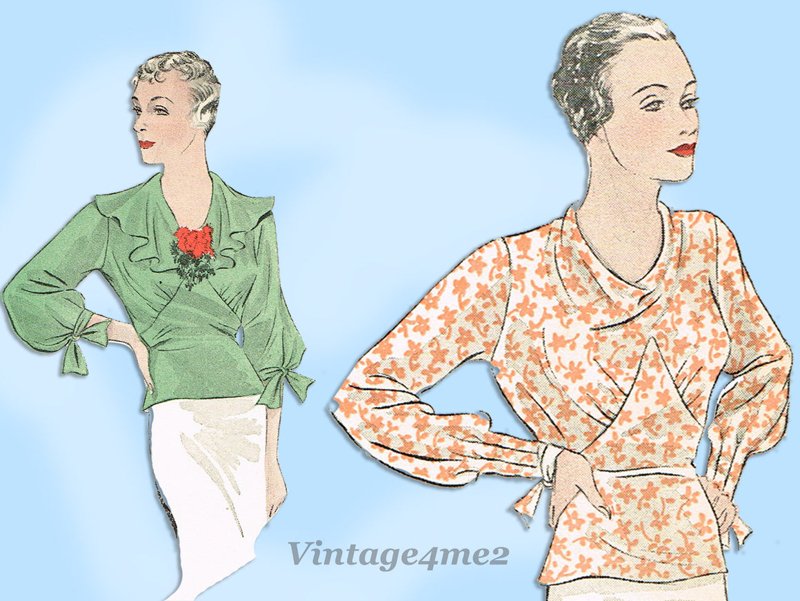 Simplicity 1465: 1930s Uncut Plus Size Evening Blouse 46B Vintage Sewi ...