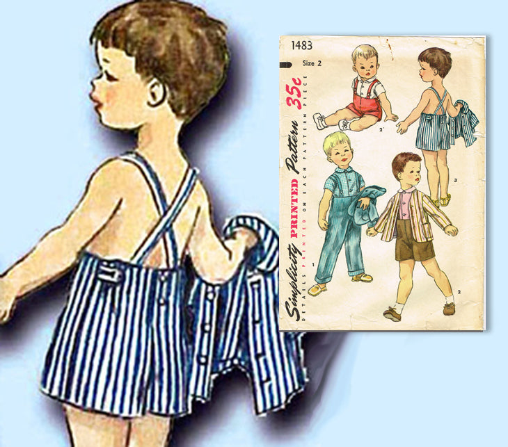 1950s Vintage Simplicity Sewing Pattern 1483 Baby Boy's Three Piece Su ...