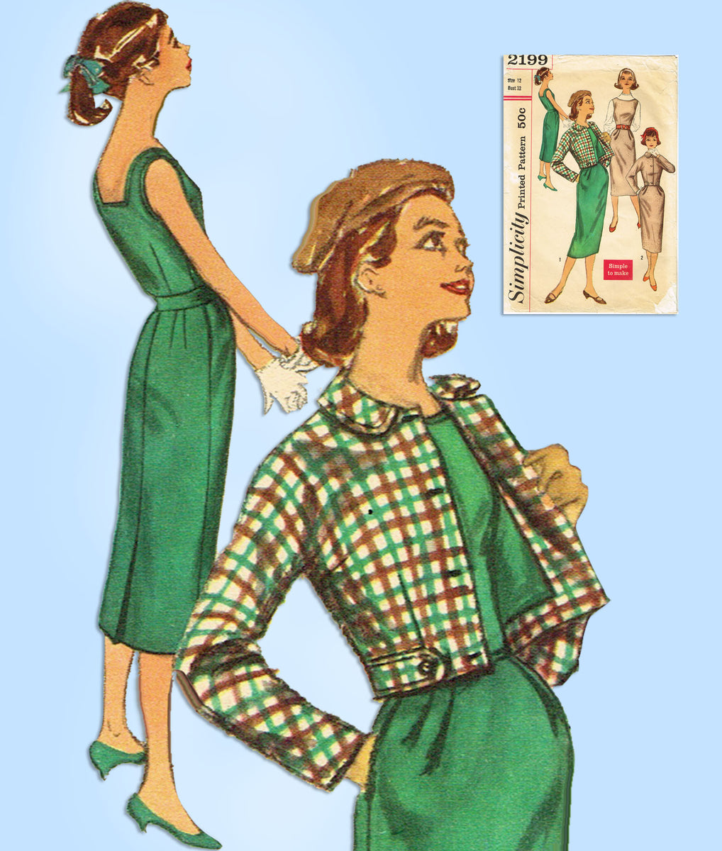 1950s Vintage Simplicity Sewing Pattern 2199 Uncut Misses Dress & Jack ...