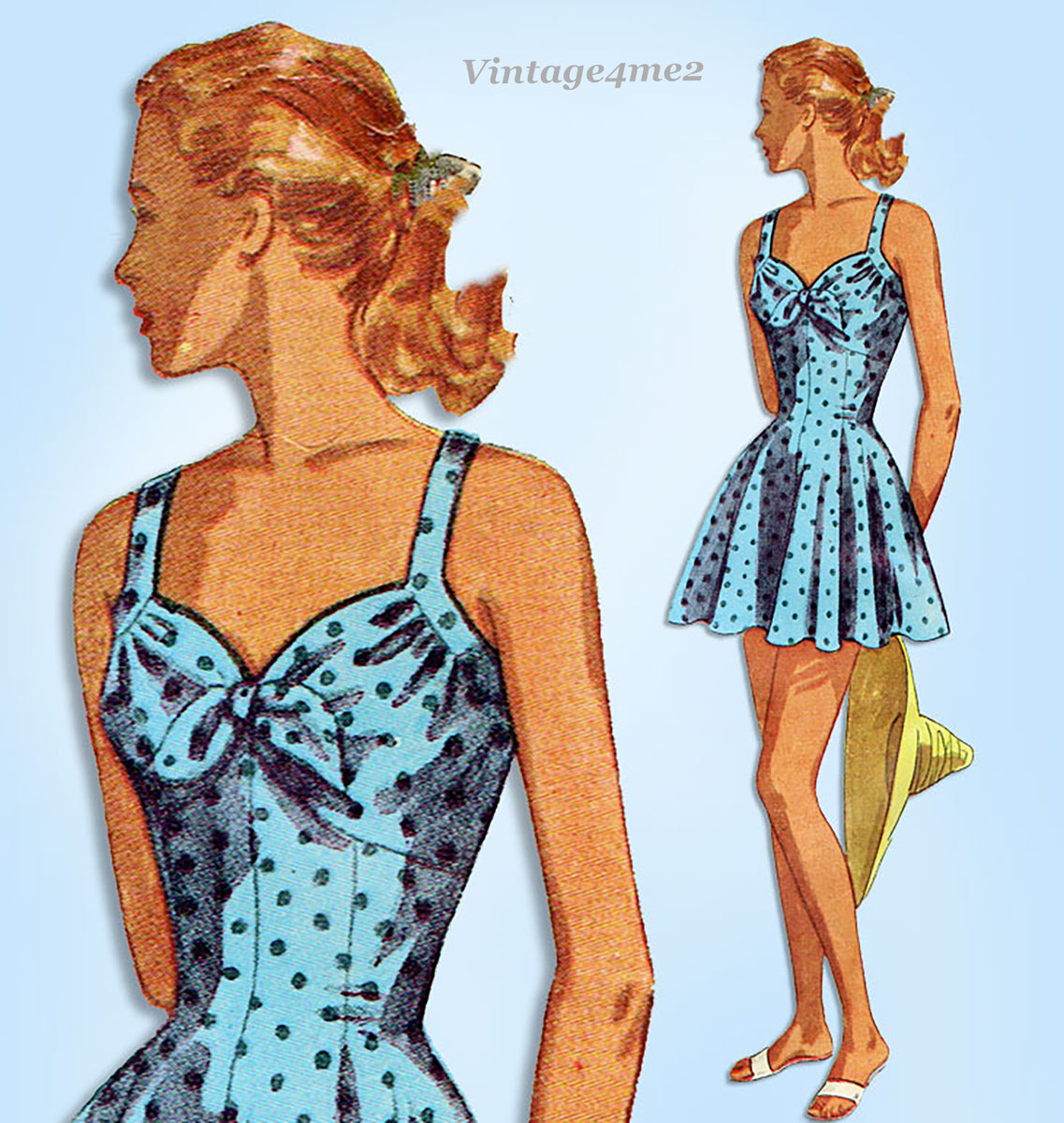 1940s Vintage Simplicity Pattern 2441 Uncut Misses Bathing Suit Sz 30 ...