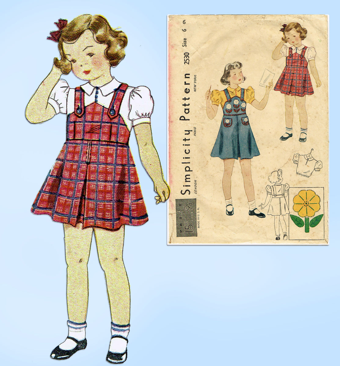 Simplicity 2530: 1930s Toddler Girls Jumper Sz6 Vintage Sewing Pattern ...