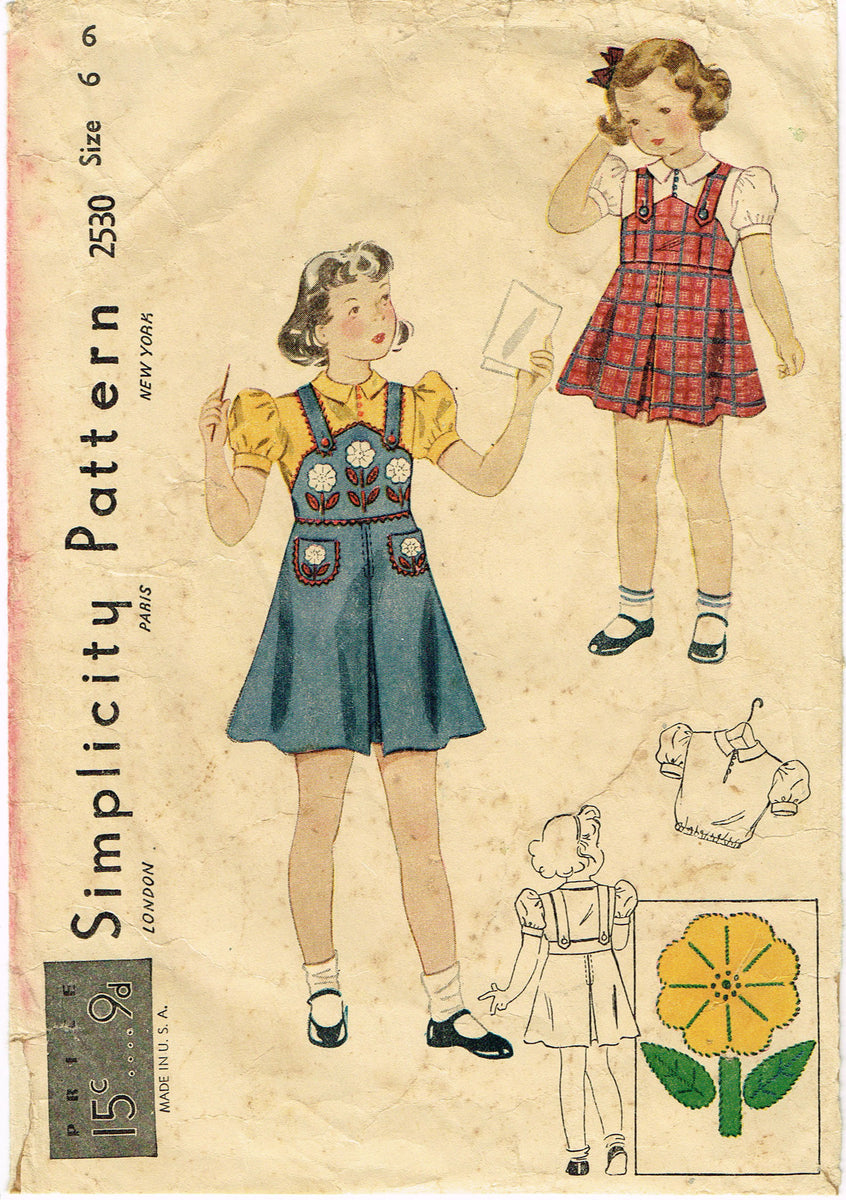 Simplicity 2530: 1930s Toddler Girls Jumper Sz6 Vintage Sewing Pattern ...