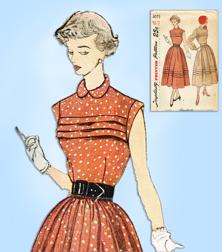 1940s Vintage Simplicity Sewing Pattern 3075 Misses Tucked Sun Dress ...