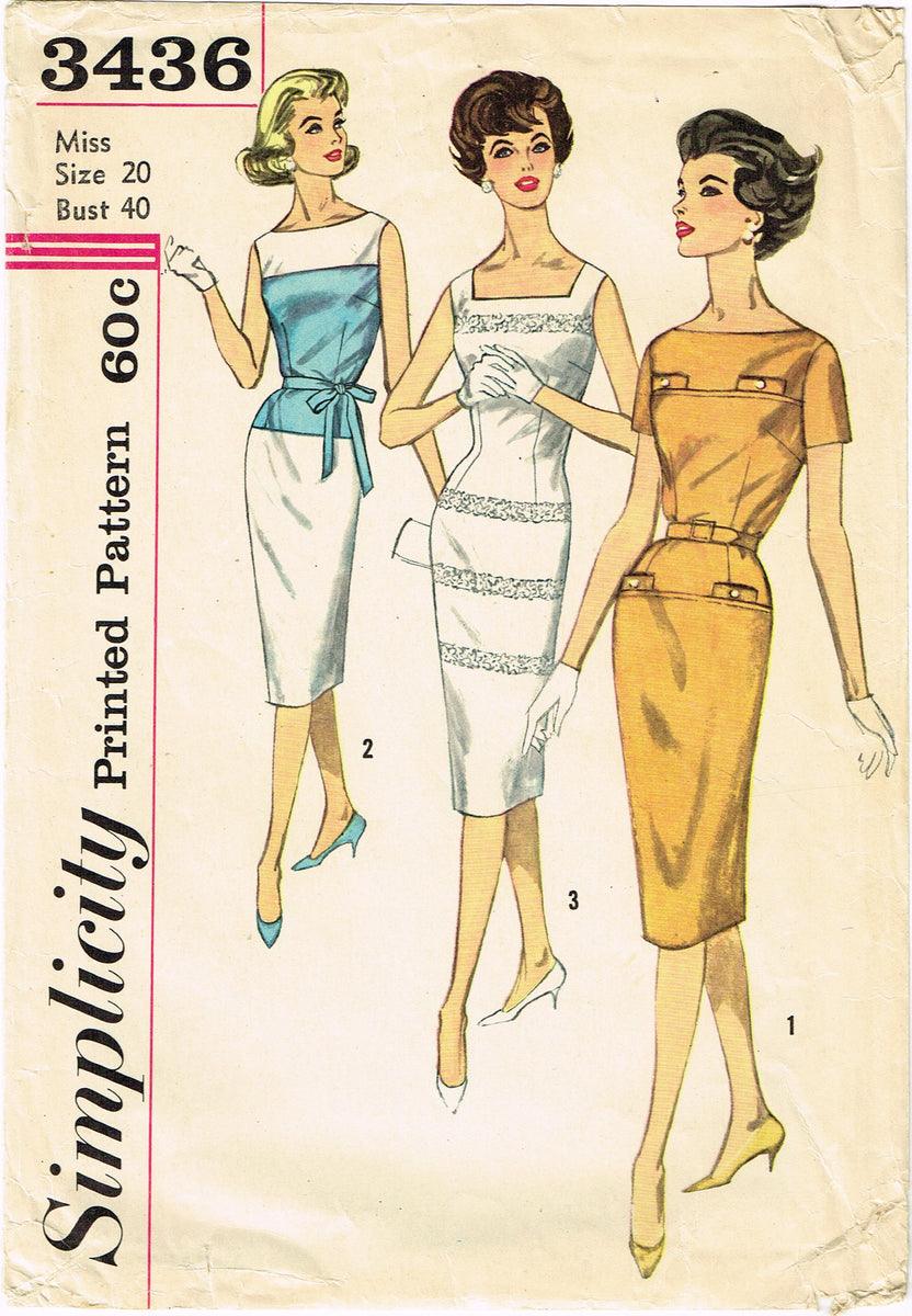 Simplicity 8402: 1950s Misses Dinner Dress 34 B Vintage Sewing Pattern ...