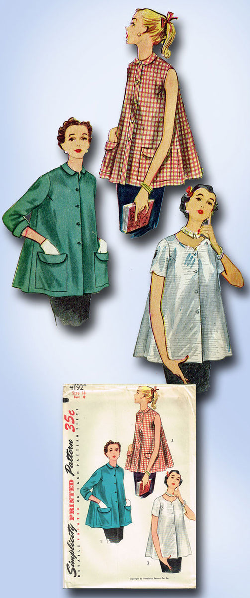 1950s VTG Simplicity Sewing Pattern 4192 Uncut Misses Maternity Top 32 ...