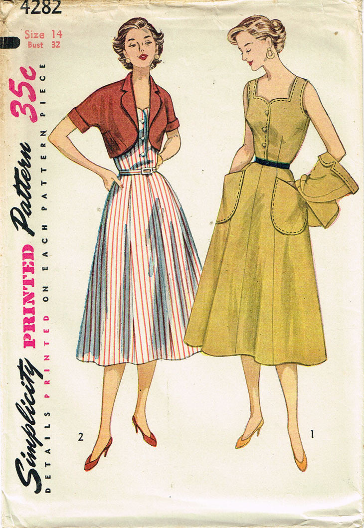 1950s Misses Simplicity Sewing Pattern 4282 Uncut Misses Sun Dress Siz ...