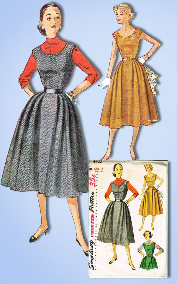 1950s Vintage Simplicity Sewing Pattern 4422 Uncut Misses Jumper Dress ...