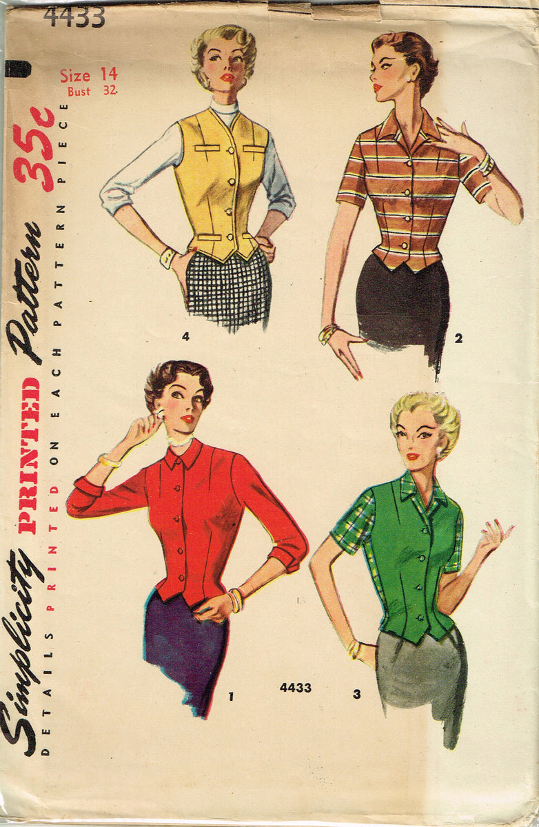 1950s Vintage Simplicity Sewing Pattern 4433 Uncut Misses Fitted Jacke ...