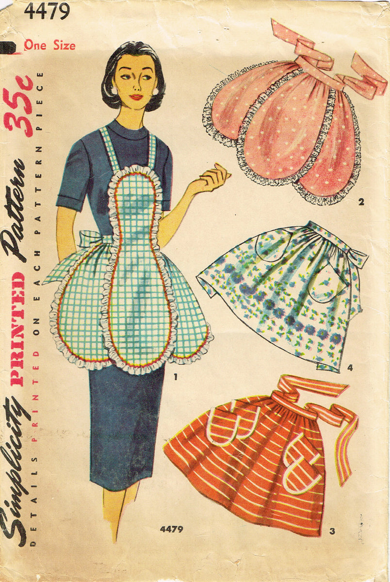 1950s Vintage Simplicity Sewing Pattern 4479 Misses Scalloped Apron Fi ...