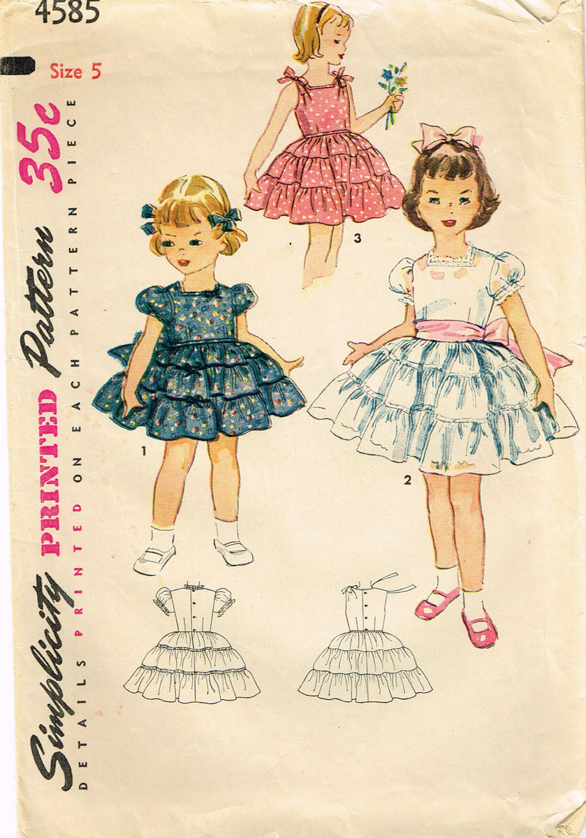 Simplicity 4585: 1950s Toddler Girls Dress Sz 5 Vintage Sewing Pattern ...