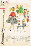 1960s Vintage Simplicity Sewing Pattern 4700 Barbie Doll Clothes ...