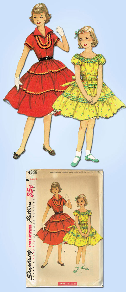 1950s Vintage Simplicity Sewing Pattern 4868 Uncut Toddler Girls Squaw ...
