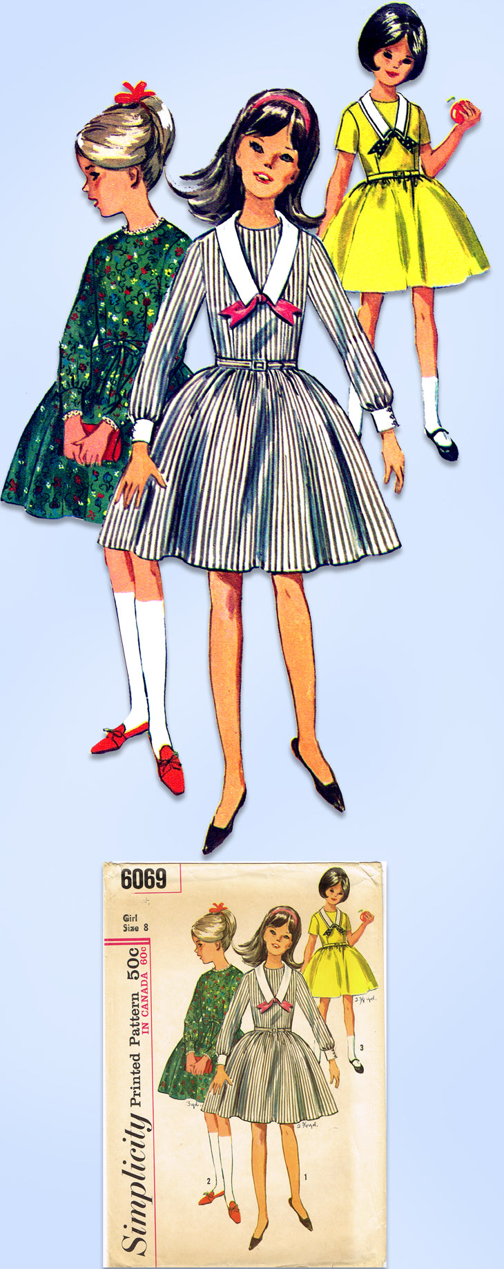 1960s Vintage Simplicity Sewing Pattern 6069 Sweet Uncut Girls Dress ...