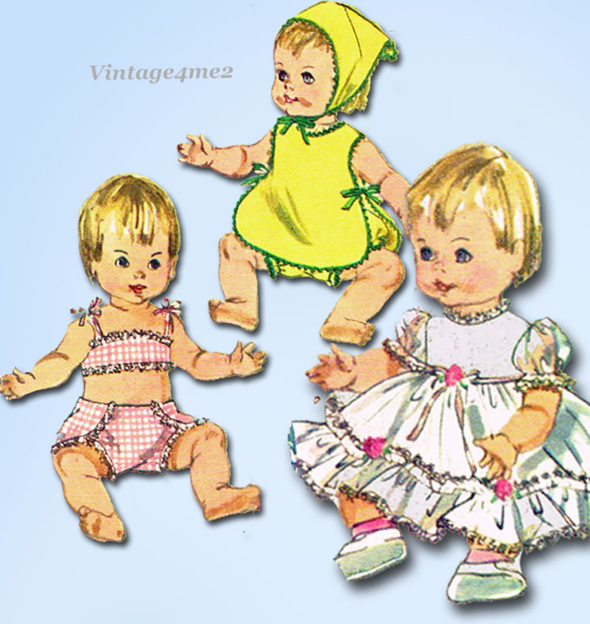 1960s VTG Simplicity Sewing Pattern 6817 Uncut 14in Baby Doll Clothes ...