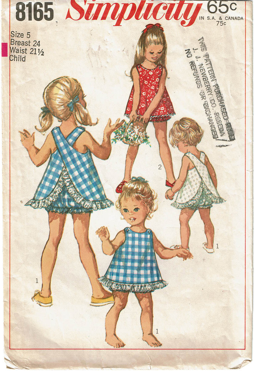 1960s Simplicity Sewing Pattern 8165 Easy Baby Girls Apron Dress Sz 5 ...
