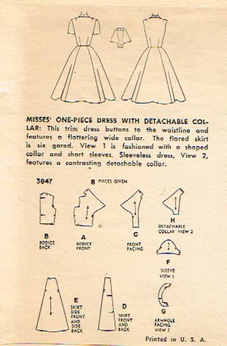1950s Vintage Simplicity Sewing Pattern 3847 Misses Sleeveless Sun Dre ...