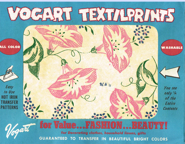 1950s Original Vintage Vogart 476 Morning Glory Uncut Color Transfer ...