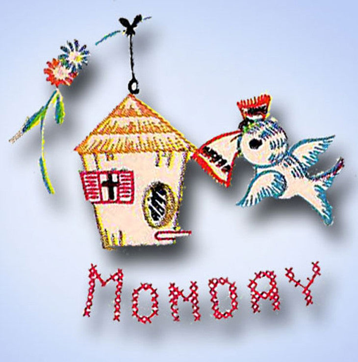 1950s Vogart Embroidery Transfer 194 Uncut Blue Bird DOW Tea Towels ...