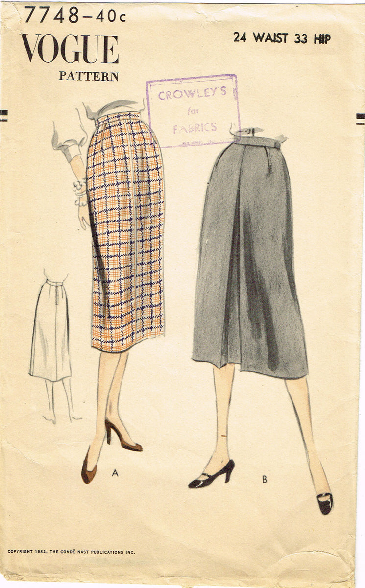 1950s Vintage Vogue Sewing Pattern 7748 Uncut Misses Easy Skirt Sz 26W ...