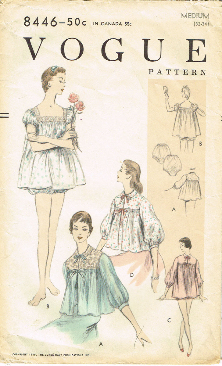1950s Vintage Vogue Sewing Pattern 8446 Uncut Shortie Pajama Set MED ...