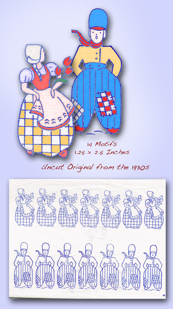 1930s Uncut Weldon English Embroidery Transfer Dutch Boy and Girl ...